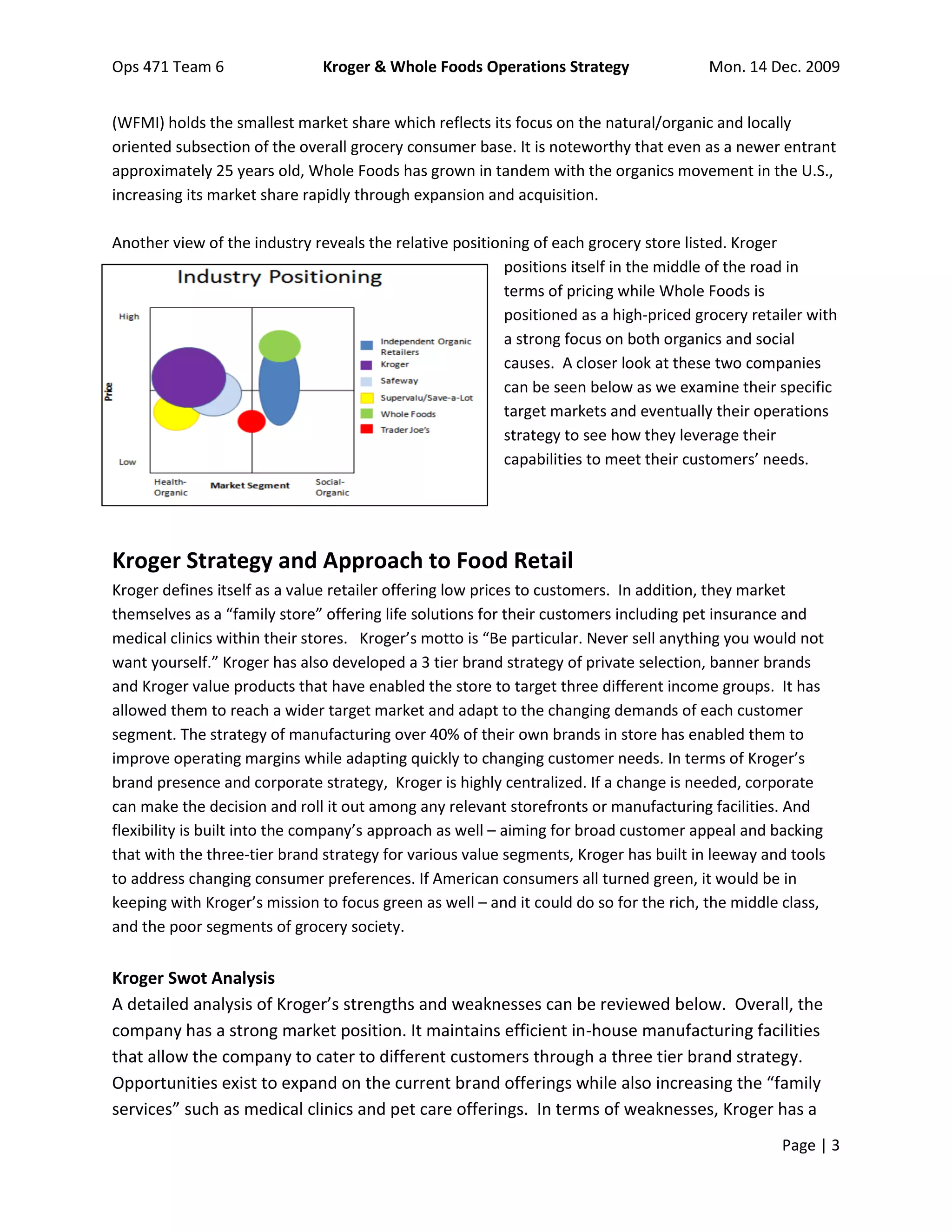 Operation strategy kroger and wholefoods | PDF | Retail Industry ...