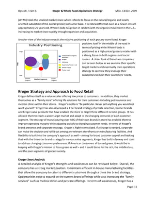 Operation strategy kroger and wholefoods | PDF | Retail Industry ...