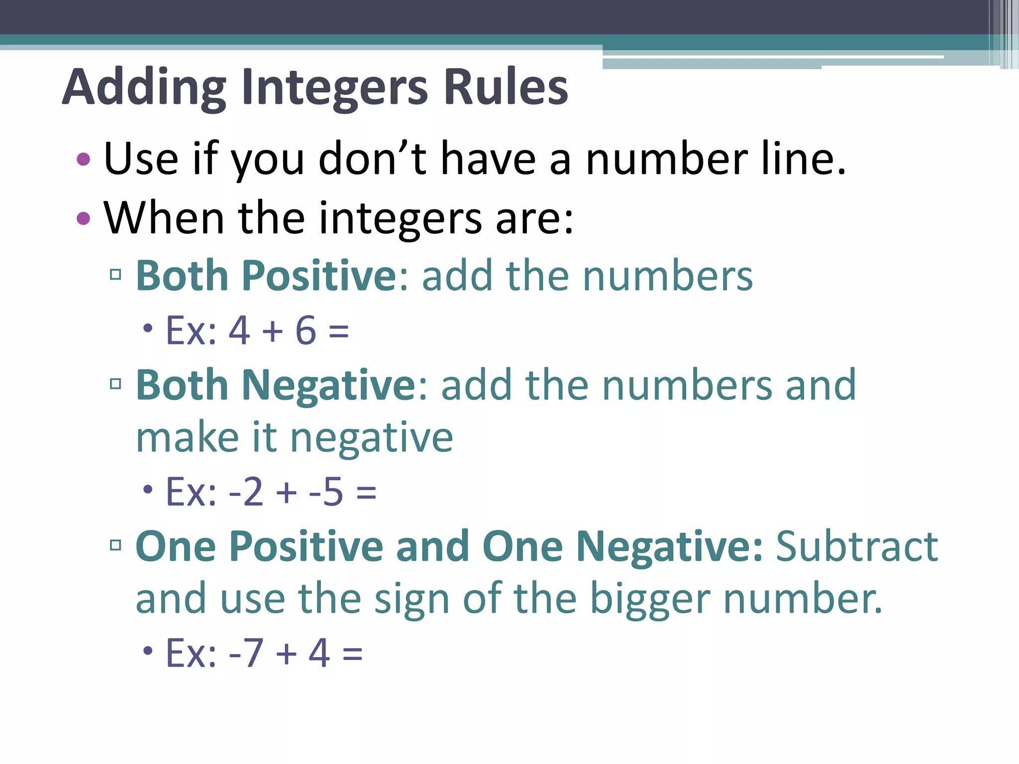 Operations with integers | PPTX