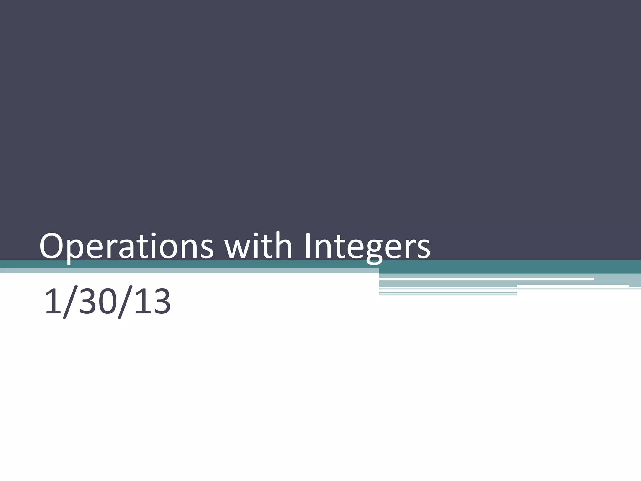 Operations with integers | PPTX
