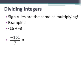 Operations with integers | PPTX