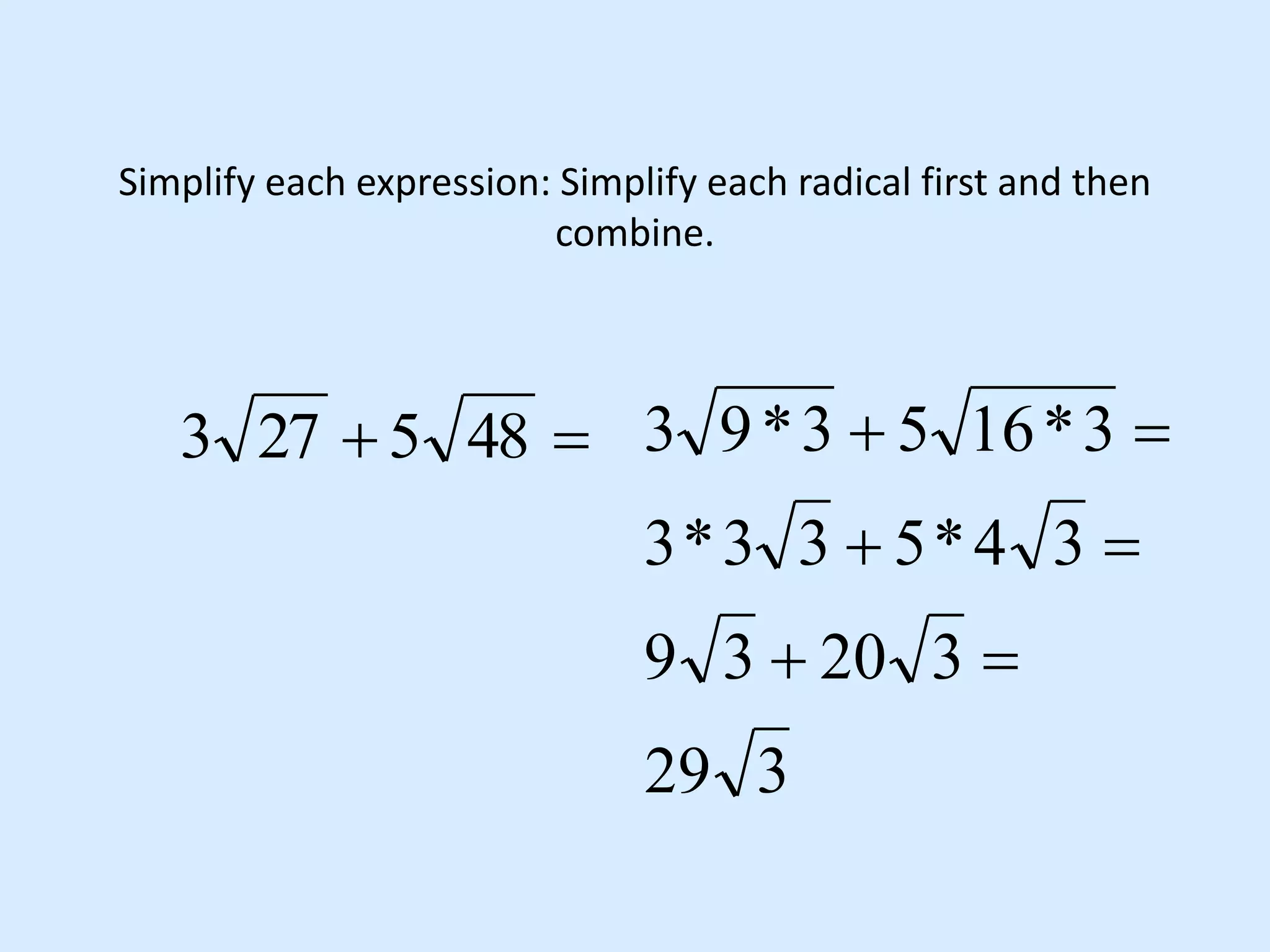 Operations with Radicals | PPTX