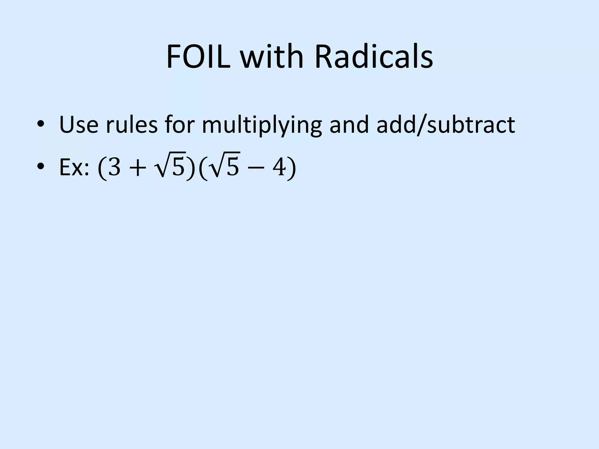 Operations with Radicals | PPTX