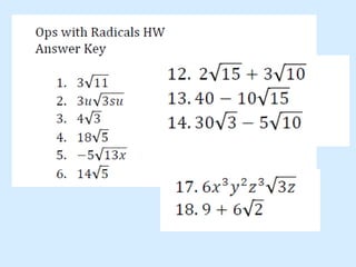 Operations with Radicals | PPTX