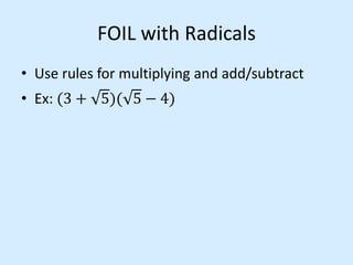 Operations with Radicals | PPTX