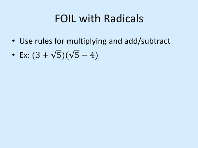 Operations with Radicals | PPTX