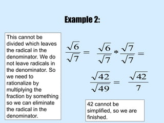 Dividing Radical Expressions