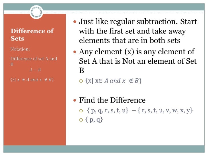 Operations with sets