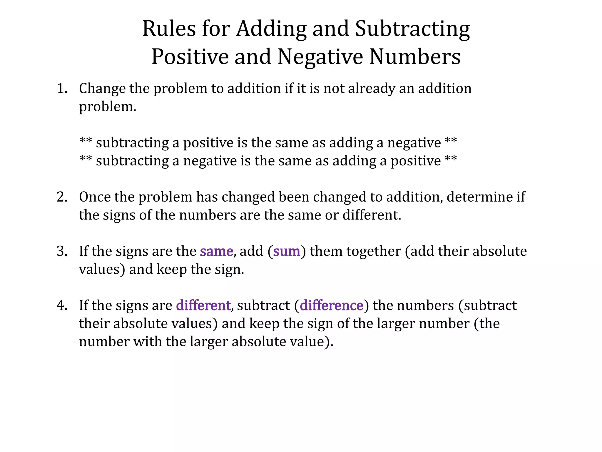 Operations with signed numbers | PPTX