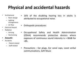 Operation theatre hazards | PPTX