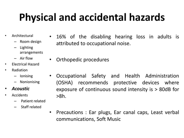 Operation theatre hazards | PPTX | Ear, Nose and Throat Conditions ...