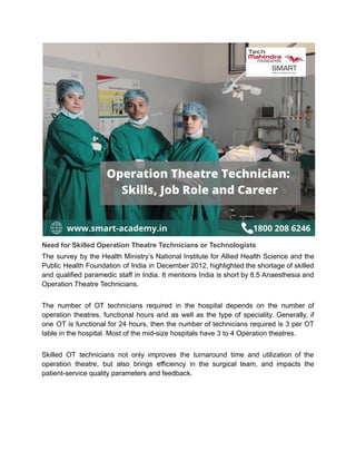 Operation Theatre Technician: Skills, Job Role and Career | PDF