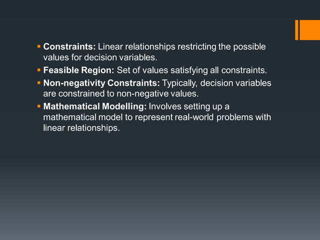 Salient features of linear programming and its applications | PPT