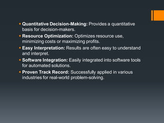 Salient features of linear programming and its applications | PPT