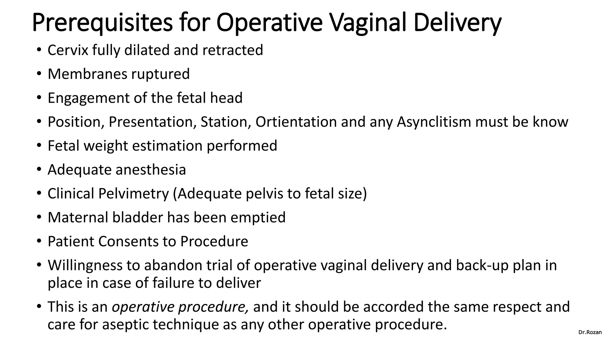 Operative Vaginal Delivery (Dr.Rozan) | PPTX