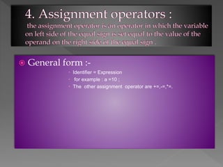 Operator of C language | PPT