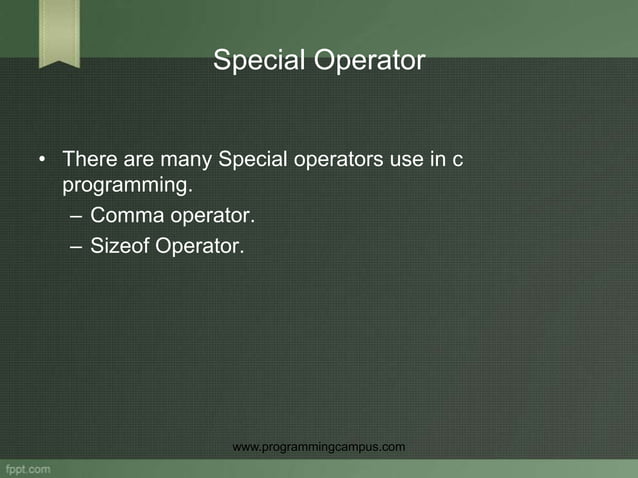 Operator in c programming | PPTX | Programming Languages | Computing