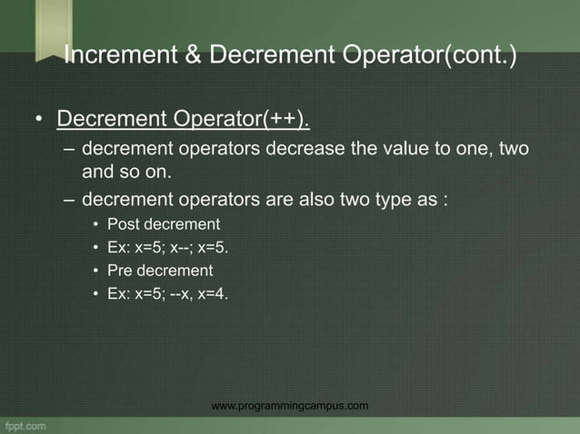 Operator in c programming | PPTX | Programming Languages | Computing