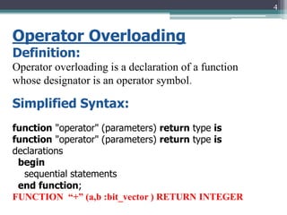 OPERATING OVERLOADING IN VHDL | PPT