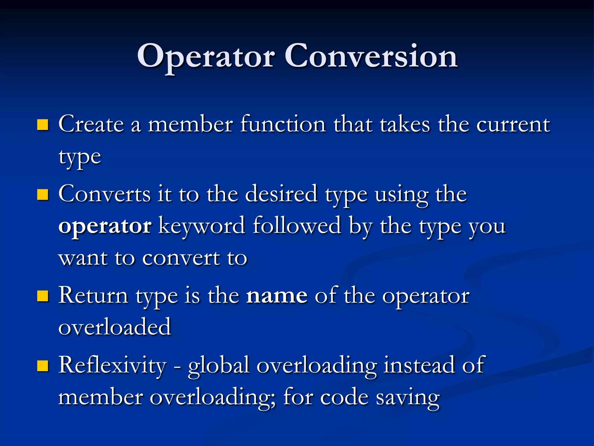 Operator overloading | PPTX