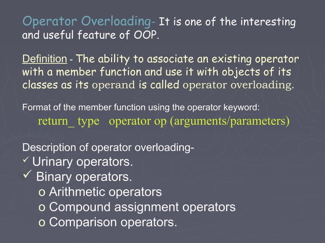 Operator Overloading | PPT