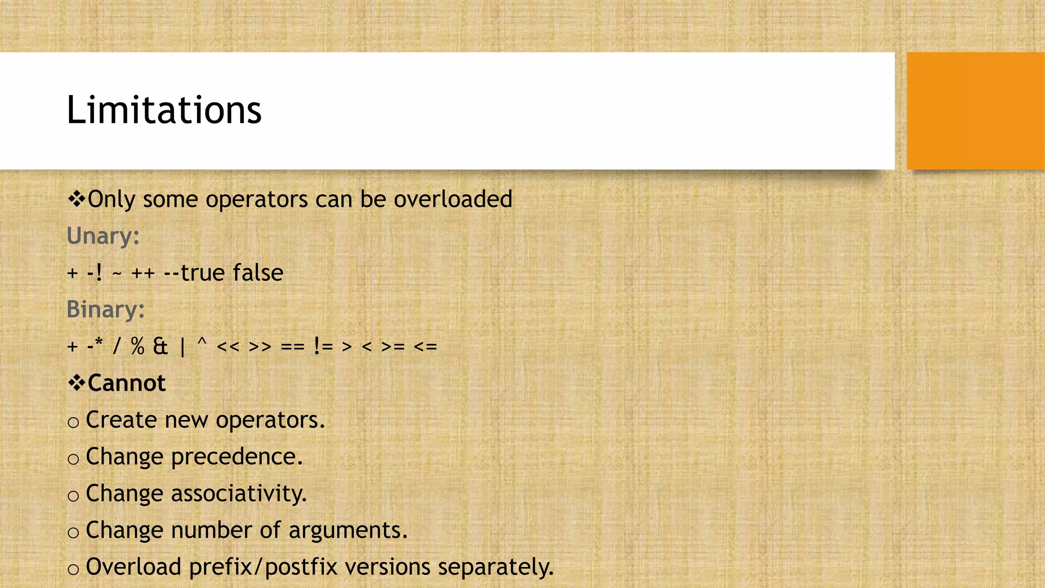 Operator overloading | PPTX