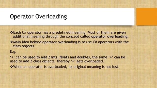 Operator overloading | PPTX