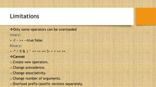 Operator overloading | PPTX