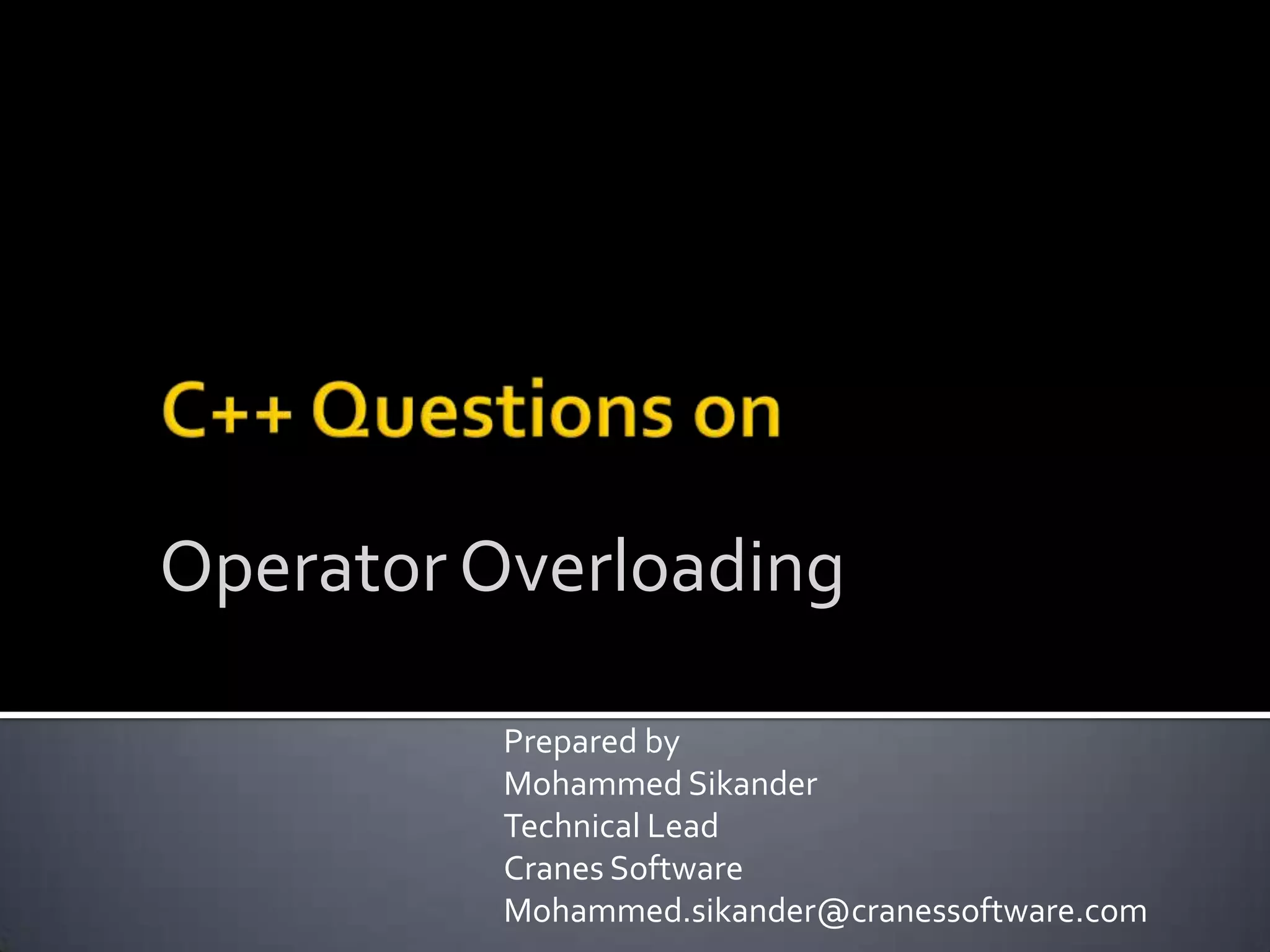 Operator overloading | PPT