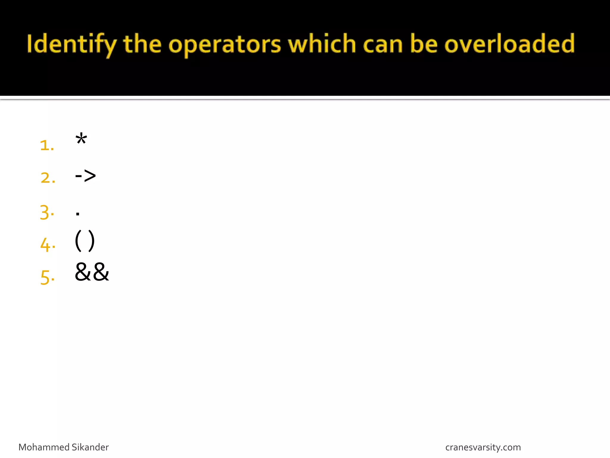 Operator overloading | PPT