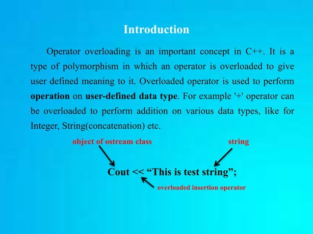 Operator overloading | PPTX | Web Development | Internet