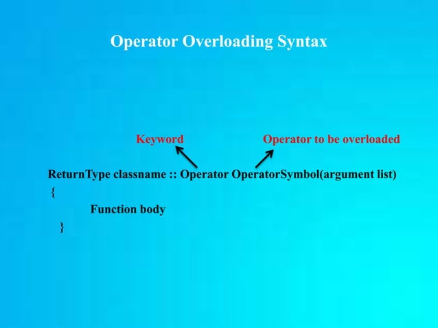 Operator overloading | PPTX | Web Development | Internet