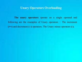 Operator overloading | PPTX | Web Development | Internet
