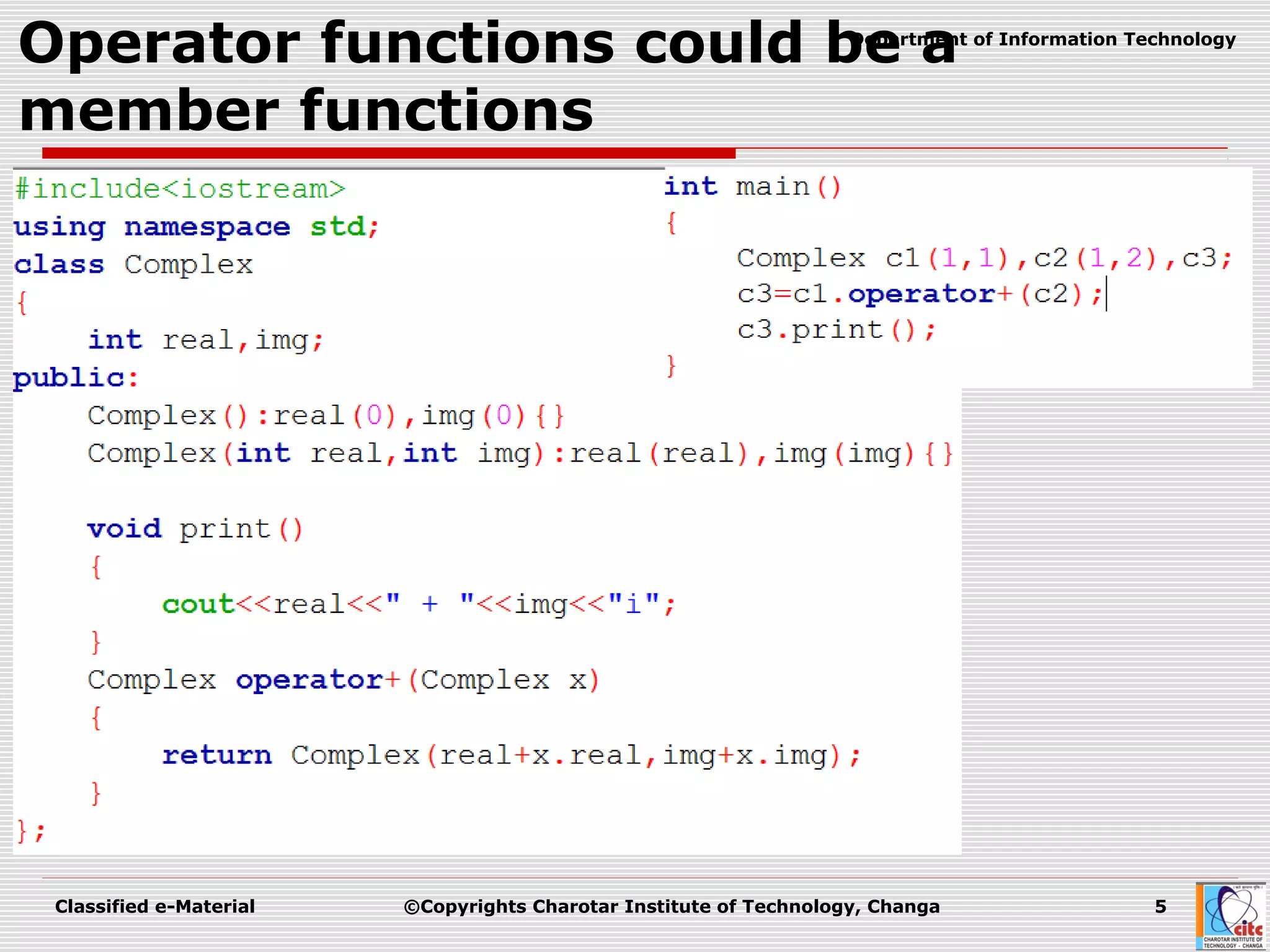 Operator overloading | PPT
