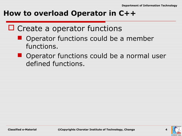 Operator overloading | PPT