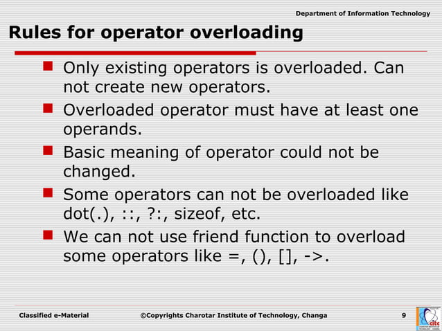 Operator overloading | PPT