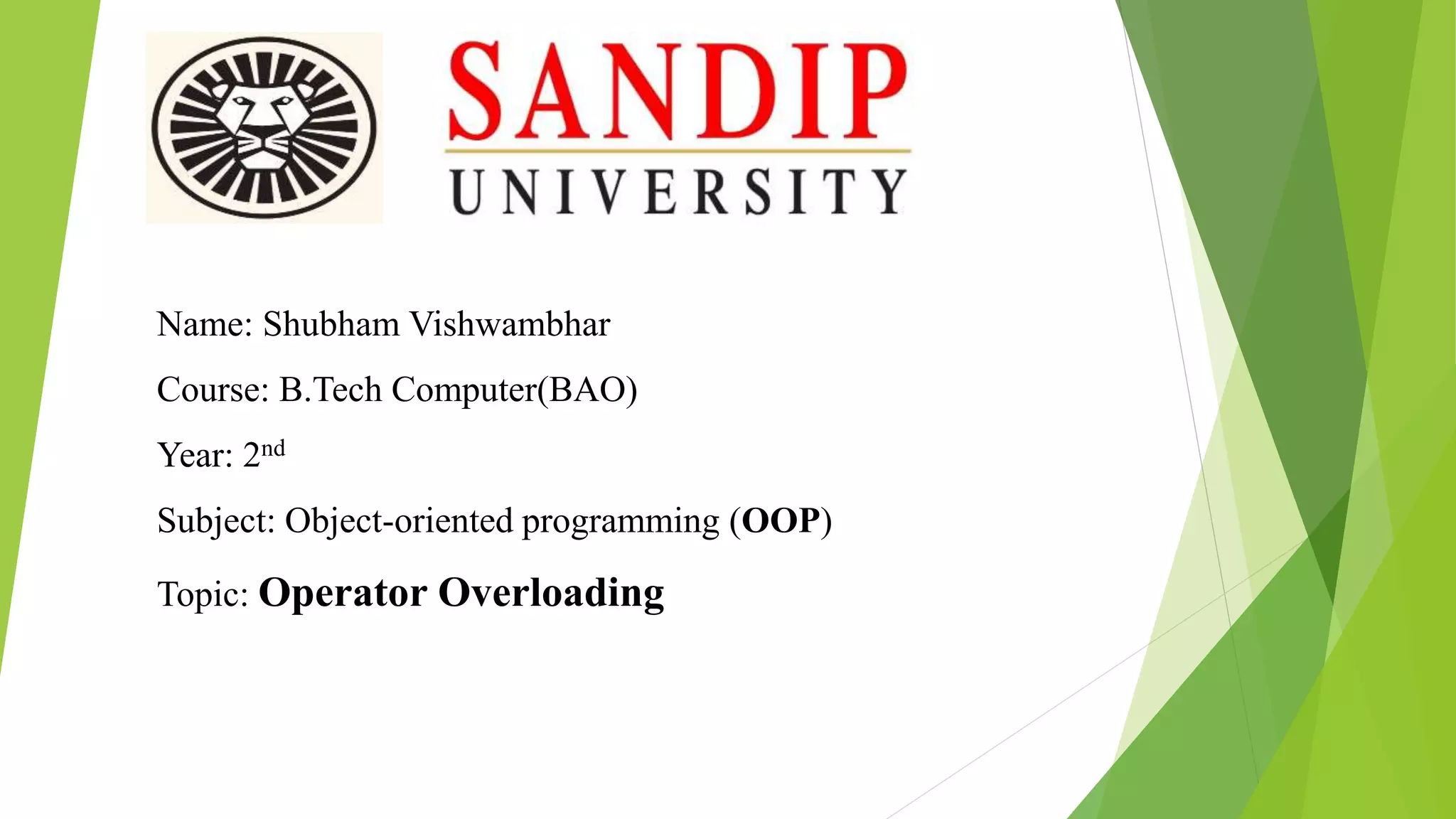 Operator overloading | PPT