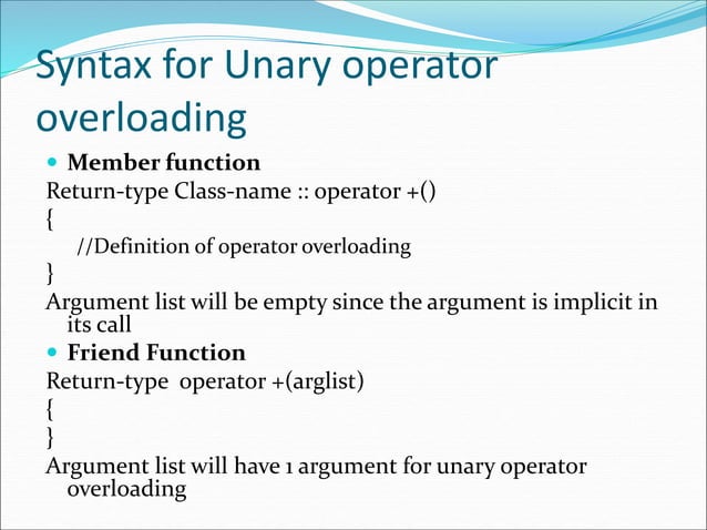Operator overloading | PPT