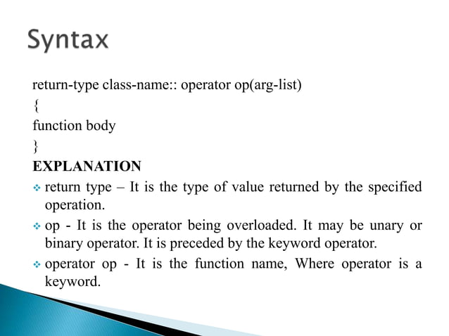 Operator Overloading In C Ppt Programming Languages Computing