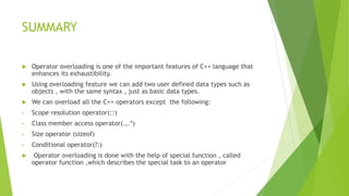 Operator overloading and type conversions | PPTX