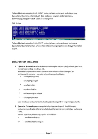 Operator dan statement pada visual basic | PDF