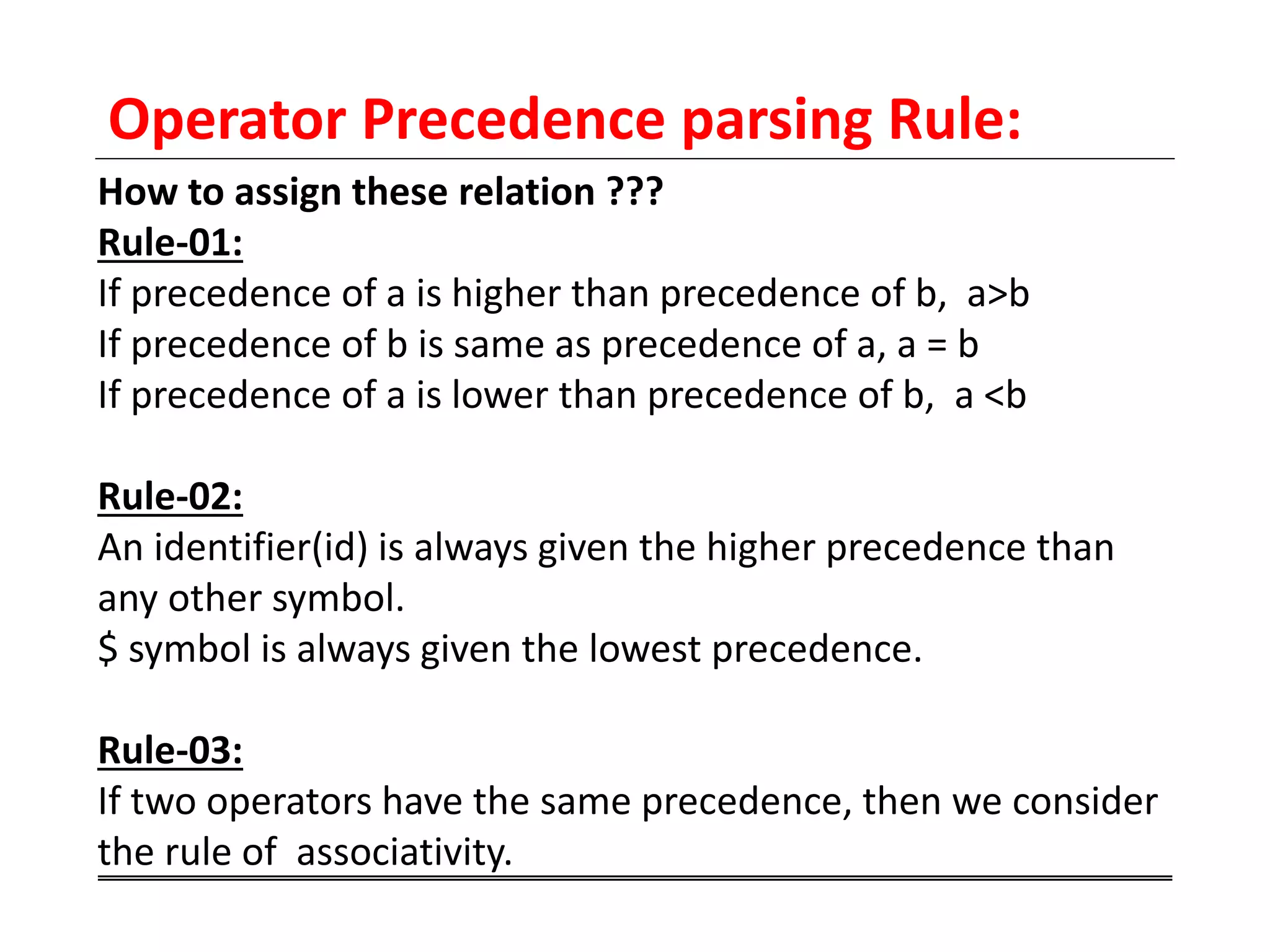 Operator precedance parsing | PPTX Operator precedance parsing | PPTX