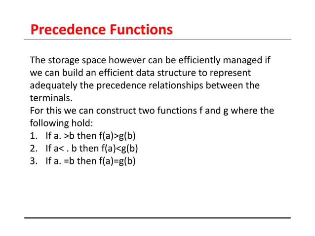 Operator precedance parsing | PPTX | Programming Languages | Computing