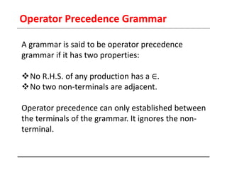 Operator precedance parsing | PPTX