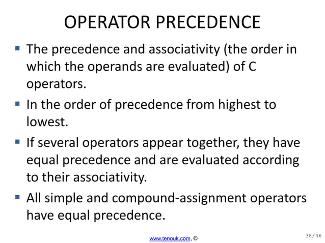 Operator Precedence And Associativity Ppt 0973