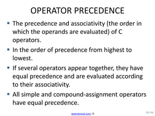 Operator precedence and associativity | PPT
