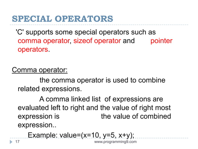 Operators in C Programming | PPT