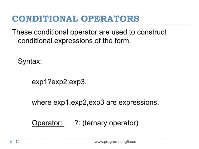 Operators in C Programming | PPT