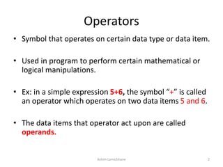 Unit 4. Operators and Expression | PPT