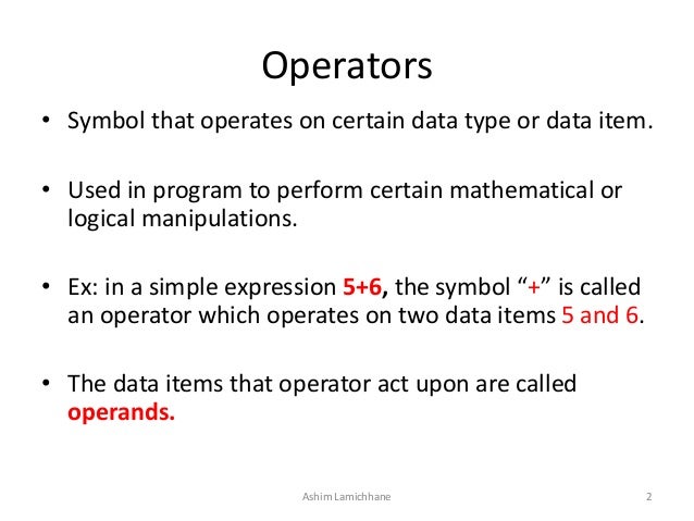 Unit 4. Operators and Expression